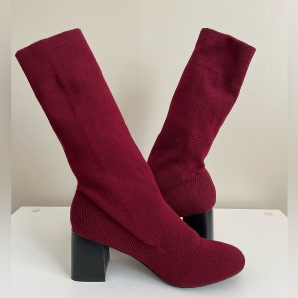 Beston | Shoes | Beston Womens Eliza Knit Sock Boots Chunk Heal Sz 85 ...